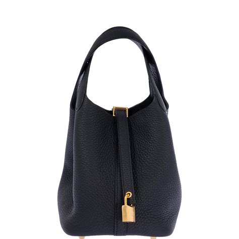 Hermès Picotin Lock 18 Black Clemence Gold Hardware Elitegearwrenchshop