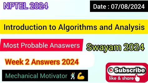 Introduction To Algorithms And Analysis Week 2 Quiz Assignment 2