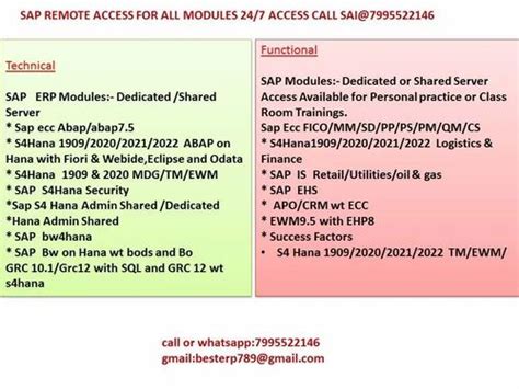 Sap Server Access For Practice At Month In Secunderabad ID