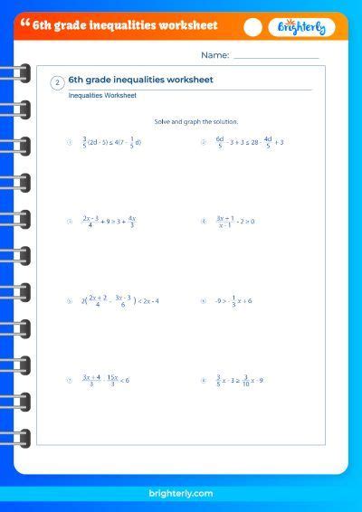 Free Printable 6th Grade Inequalities Worksheets Pdfs