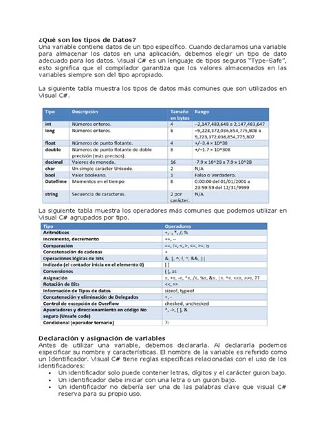 Instrucciones Básicas De C Sharp C Pdf C Sharp Lenguaje De Programación C