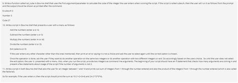 9 Write A Function Called Calcube In Bourne Shell