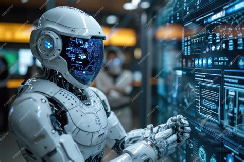 Premium Photo The Robot Communicates With Artificial Intelligence Deep Learning Digital