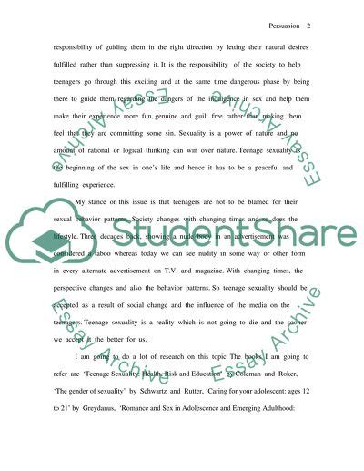 A Persuasive Paper On Teenage Sexuality Essay Example Topics And Well