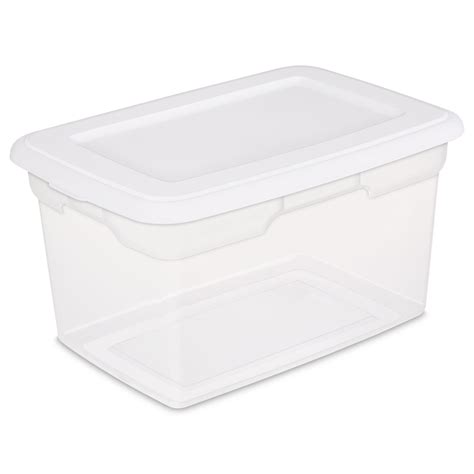 Sterilite 20 Qt Clear Plastic Storage Box With White Lid