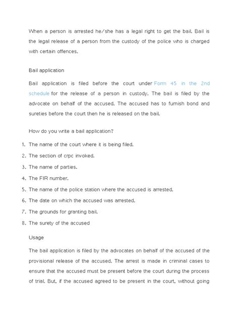 Bail Application Pdf Bail Legal Procedure