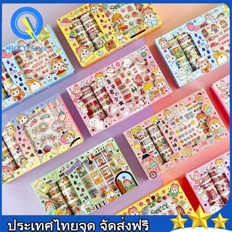 【พร้อมส่ง】 สติ๊กเกอร์ 100แผ่น พร้อมกล่อง Sticker Pvc น่ารักกันน้ำ สําหรับตกแต่ง ไดอารี่