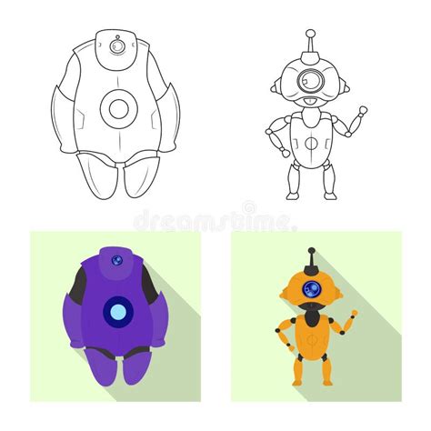 Isolated Object Of Robot And Factory Icon Set Of Robot And Space Stock