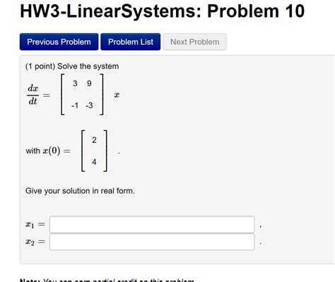 Solved Hw3 Linear Systems Problem 10 Previous Problem