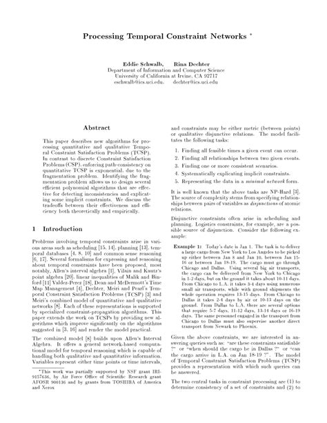 Pdf Processing Temporal Constraint Networks