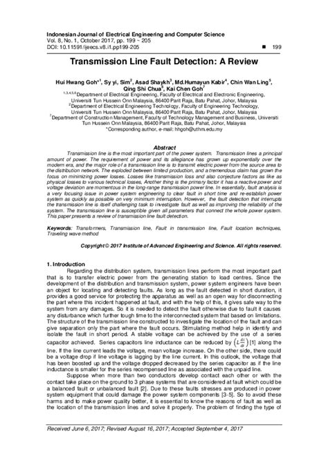 Pdf Transmission Line Fault Detection A Review