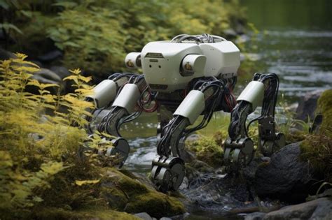 Premium Ai Image Biohybrid Robot Navigating Rough Terrain Outdoors