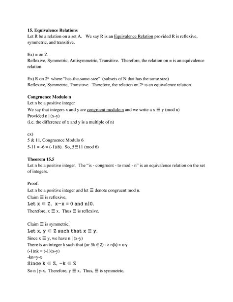 Discrete Structures Section 15 Equivalence Relations Let R Be A Relation On A Set A We Say R