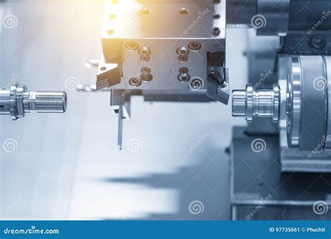CNC Lathe Machine Turning Machine Stock Image Image Of Instrument Metal 97735661
