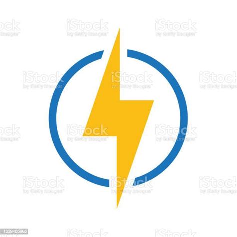 번개 전력 벡터 로고 디자인 요소 에너지 와 천둥 전기 기호 개념 원에서 번개 볼트 기호 파워 패스트 스피드 로고타입 개념에