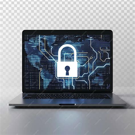 Cyber Security Protecting Data With Locked Laptop Concept Premium Ai Generated Psd