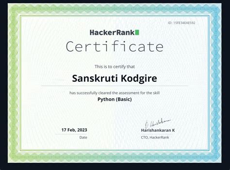 sanskruti kodgire on linkedin hackerrank hackerrankcertified python