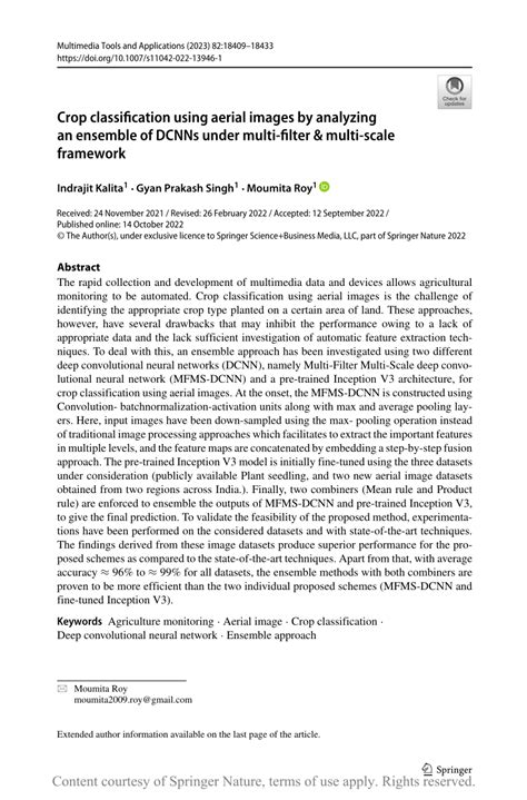 Crop Classification Using Aerial Images By Analyzing An Ensemble Of DCNNs Under Multi Filter