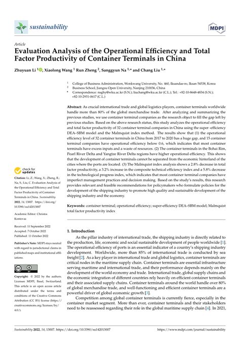 Pdf Evaluation Analysis Of The Operational Efficiency And Total