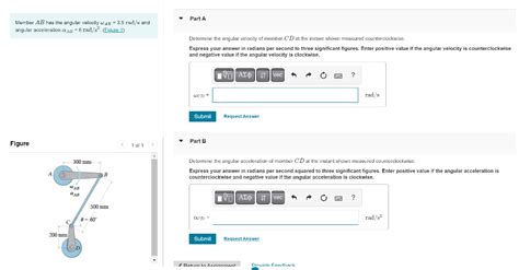 Solved Member AB has the angular velocity ωAB rad s and Chegg