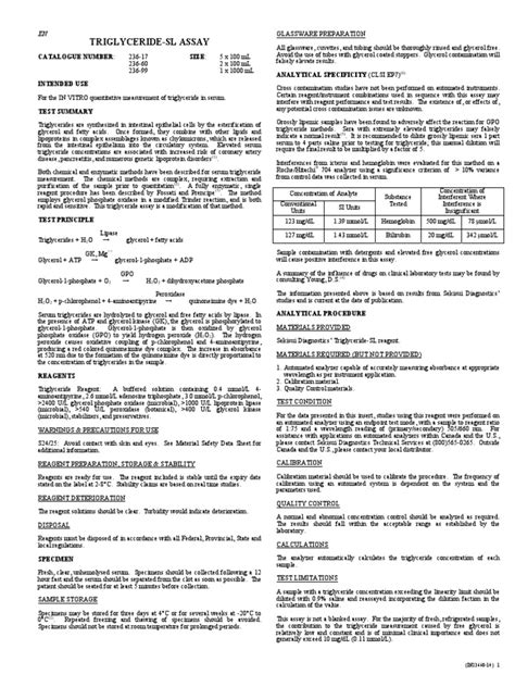 Triglyceride Sl Package Insert Pdf