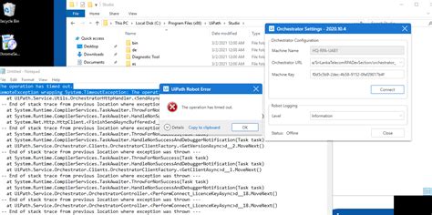 Not Able To Connect Uipath Robot To Orchestrator Timeout Error
