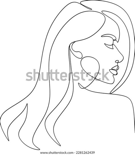 Minimalist Silhouette Woman Long Curly Hair Stock Vector Royalty Free