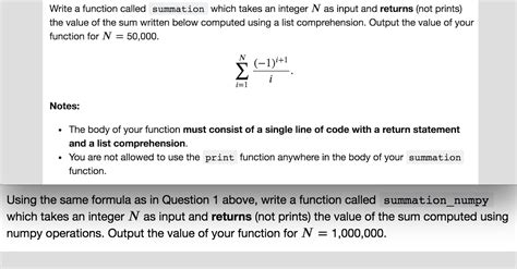 Solved Write A Function Called Summation Which Takes An