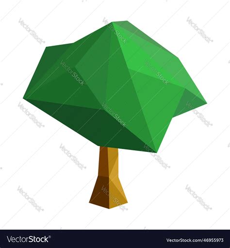 Abstract Low Poly Tree Icon Isolated Geometric Vector Image
