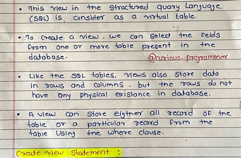 SQL Views Handwritten Notes PDF Connect 4 Programming