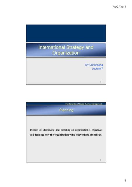 Lecture7 International Strategy And Organization Pdf