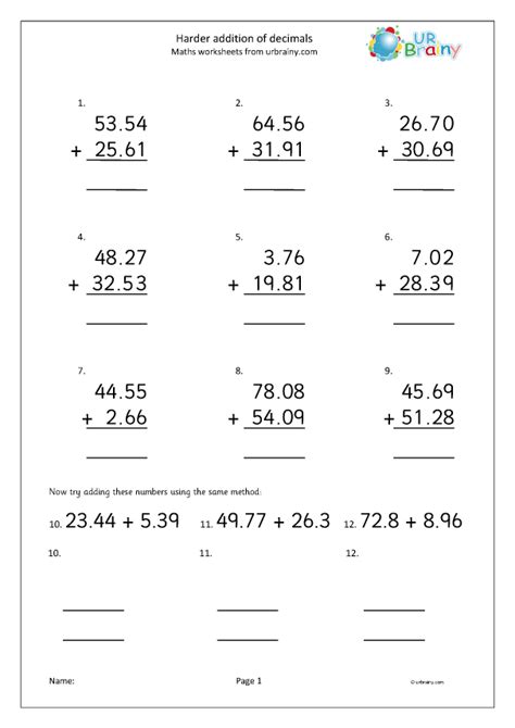Harder Written Addition Of Decimals Addition In Year 5 Age 9 10 By