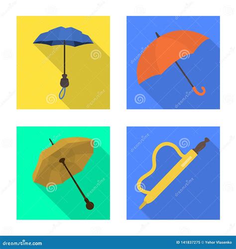 Isolated Object Of Protection And Closed Icon Collection Of Protection And Rainy Stock Symbol