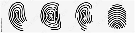 Set Of Vector Fingerprints Of Different Types Personal Identification