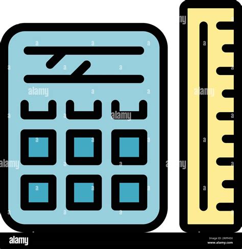 Calculator Icon Outline Vector Plotter Print Format Office Color Flat Stock Vector Image And Art