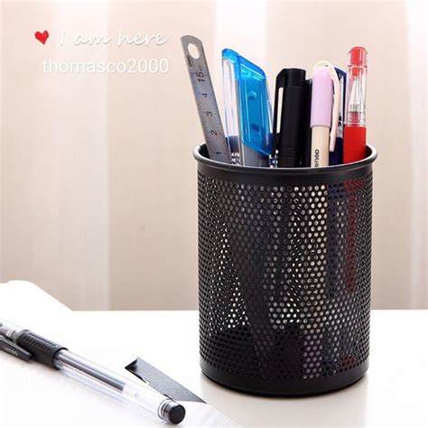 Metal Pen Holder Multi Function Round Mesh Bekas Penyimpan Pen Stationary Shopee Malaysia