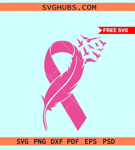 Feather Cancer Ribbon Svg Free Cancer Ribbon Svg Free Breast Cancer
