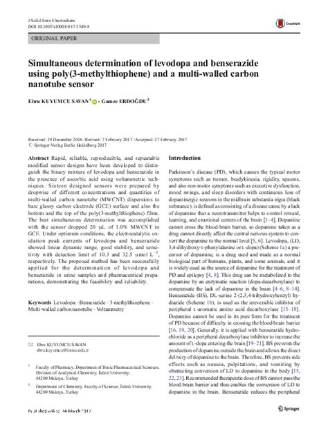 pdf simultaneous determination of levodopa and benserazide by stopped