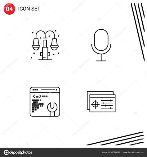 Mobile Interface Line Set Pictograms City Setting Lump Record Controller Stock Vector Image By