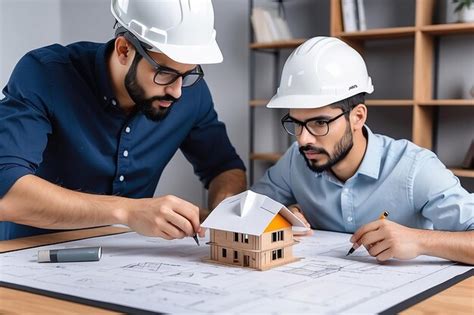 Premium Photo Structural Engineer And Architect Working Desktop With Safety Helmet And Paper