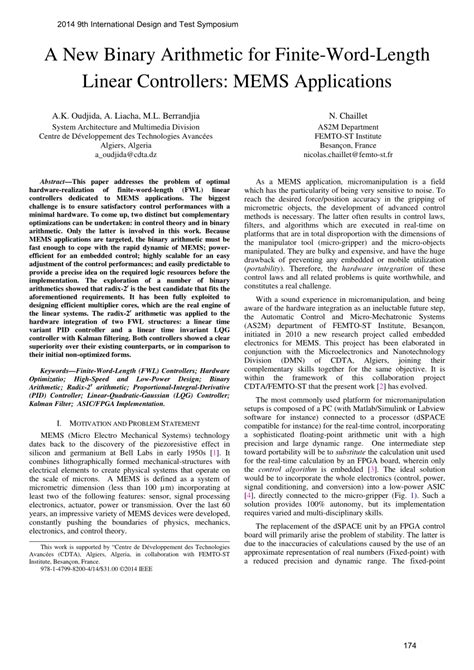 pdf a new binary arithmetic for finite word length linear controllers