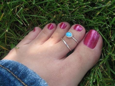 Nice Feets Toe Rings Pretty Pedicures Blue Toes