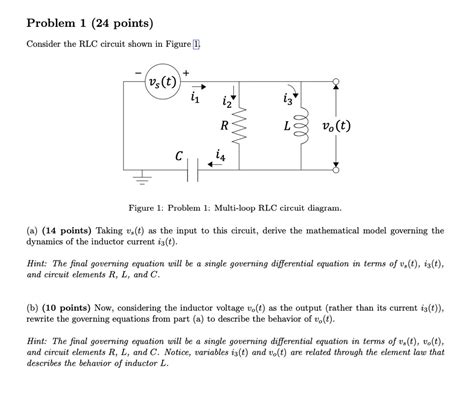 SOLVED Problem Points Consider The RLC Circuit Shown In Figure Vs T L R Vo T Figure