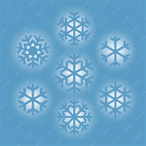 Premium Vector A Set Of Snowflakes On A Blue Background With A Glow Effect Circular Gradient