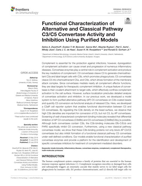 Pdf Functional Characterization Of Alternative And Classical Pathway