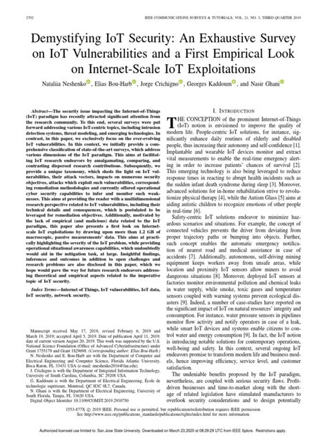 Demystifying Iot Security An Exhaustive Survey On Iot Vulnerabilities And A First Empirical