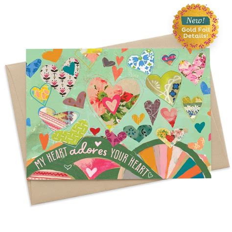 My Heart Adores Your Heart Card Gold Foil Card By Kelly Rae Roberts