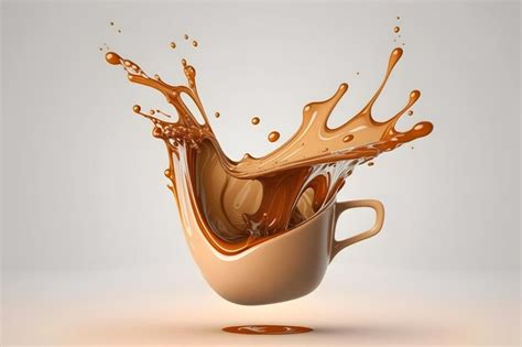 Premium Ai Image Splash Coffee Cup Neural Network Ai Generated