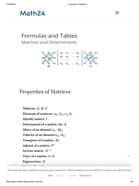 Properties Of Matrices Pdf Matrix Mathematics Eigenvalues And