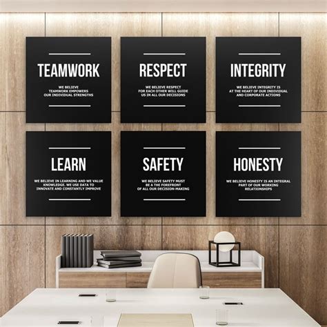 6x Company Core Values Inspirational Wall Art Canvas Prints Team Office Decor Teamwork